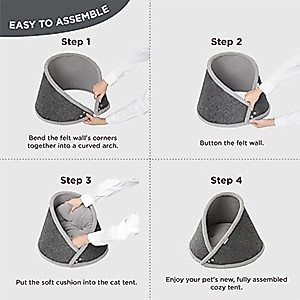 Lesure Cat Cave Bed for Indoor Cats - 20 Inch Felt Cat Bed for Cats and Kittens, Washable Warming Cat House Cat Tent Puppy Beds for Small Dogs, 20x20x15 inches (Grey)