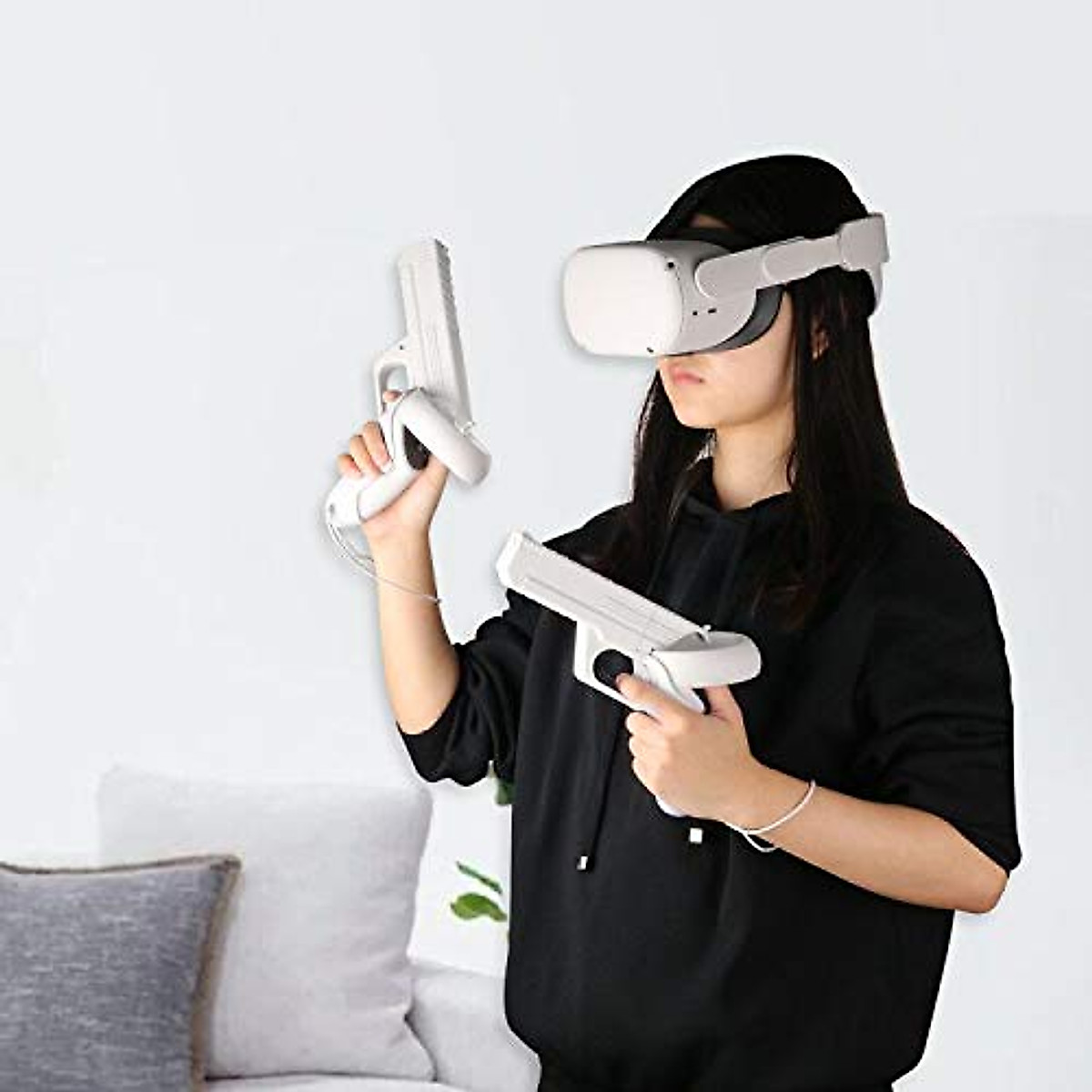 Esimen VR Headset Wall Mount Storage Stand Hook for Oculus Quest 2 Grip Game Gun Pistol Case(White)