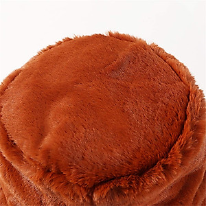 Tngan Winter Bucket Hat Women Men Warm Hats Vintage Faux Fur Fisherman Cap (One Size, Black)