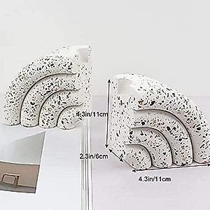 WYOERN Fan-Shaped Terrazzo Bookends Handmade Book Ends Supports for Shelves Heavy Duty Books End Office Book Stopper