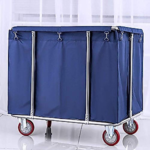 Removable Bags with Laundry Basket Heavy Duty Linen Cart On Wheels, Commercial Hospital Dirty Rolling Laundry Cart, Rectangle Collecting Cart for Hotel, 400L Capacity (Color : Blue)