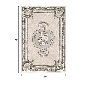 SAFAVIEH Empire Collection 2' x 3' Beige/Light Grey EM414D Handmade Traditional European Premium Wool Accent Rug