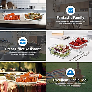 12 Pack -12 Ounce Glass Food Storage Containers with Lids Airtight, Small Meal Prep Containers Set, Microwave, Dishwasher Safe, Leak-Proof, BPA-Free, Clear/Pink