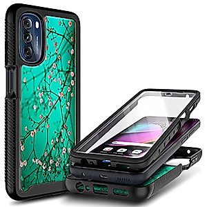 NZND Case for Motorola Moto G Stylus 5G 2022 Case with [Built-in Screen Protector], Full-Body Protective Shockproof Rugged Bumper Cover, Impact Resist Durable Phone Case (Plum Blossom)