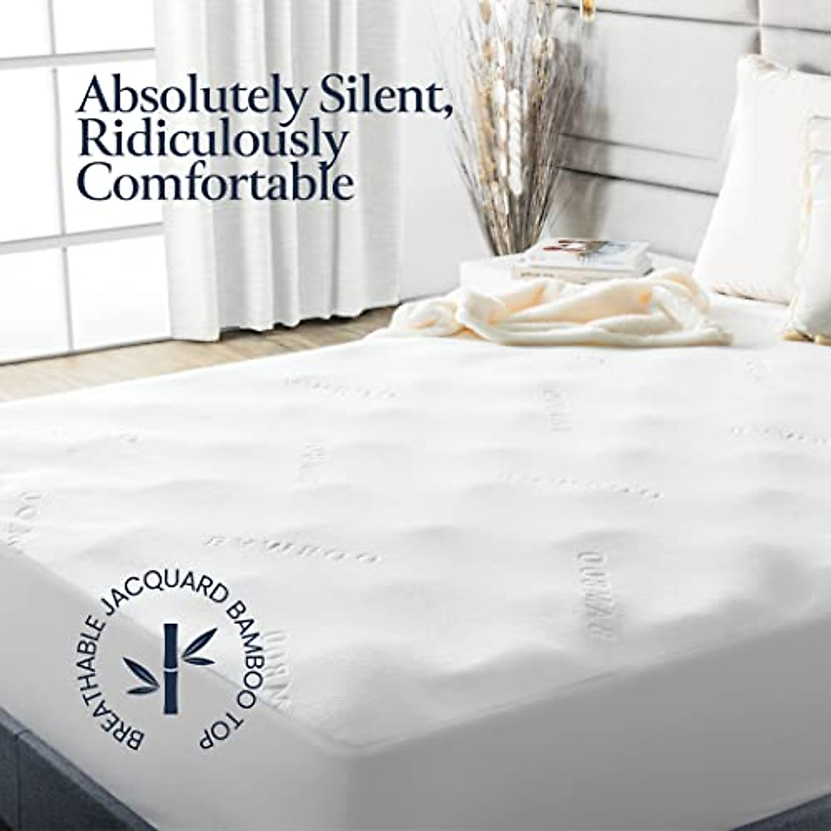 100% Waterproof Mattress Protector Cali King - Luxury Comfort Bamboo Mattress Protector - Super Protective Leak-Proof Barrier- Hypoallergenic & Breathable Mattress Cover- Soft Crinkle Free & Noiseless