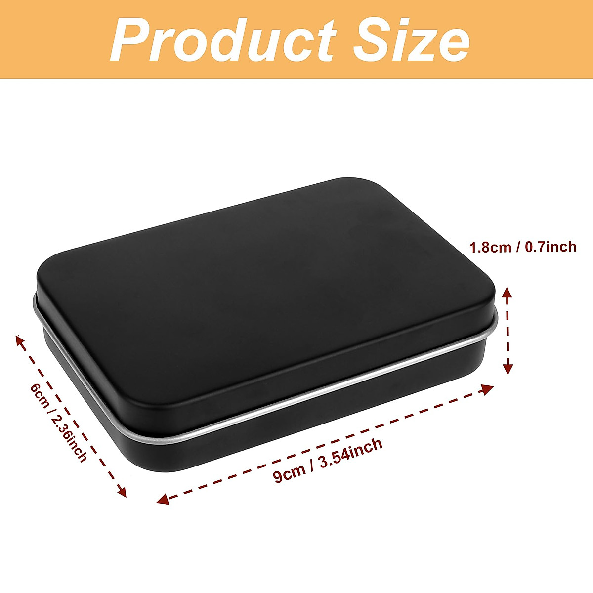 Tin Box with Lid, Small Metal Box Rectangular Hinged Lids Tin Empty Tins Box Containers Mini Cookie Tin Case Portable Metal Tins with Lids for Candies Soaps Earrings Jewelry Crafts Gifts, Black