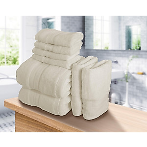 Bennett & Shea Home 8-Piece Luxury Bath Towel Set, Odor Resistant, Premium Towels for Bathroom, Highly Absorbent and Quick Dry Bath Towels, Extra Soft Towel Set, Gardenia