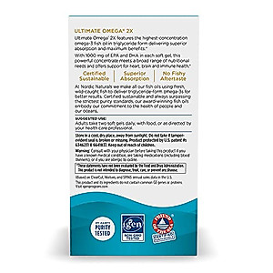 Nordic Naturals Ultimate Omega 2X, Lemon Flavor - 60 Soft Gels - 2150 mg Omega-3 - High-Potency Omega-3 Fish Oil with EPA & DHA - Promotes Brain & Heart Health - Non-GMO - 30 Servings
