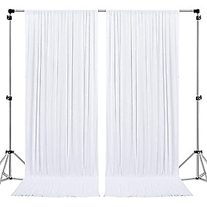 10 ft x 10 ft Wrinkle Free White Backdrop Curtain Panels, Polyester Photography Backdrop Drapes, Wedding Party Home Decoration Supplies