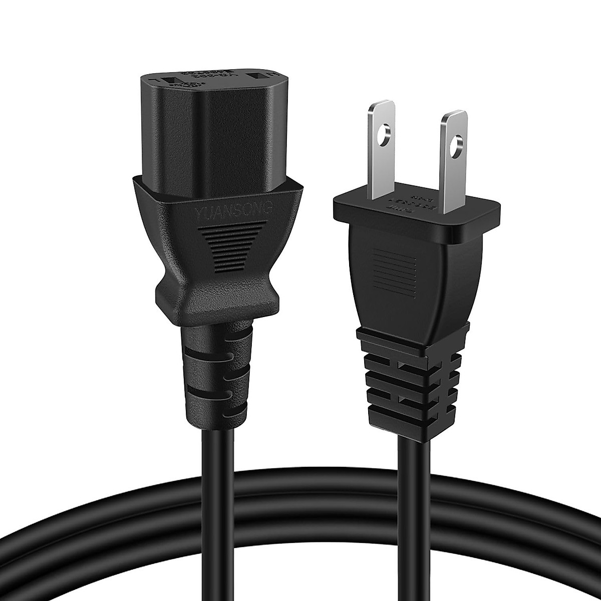 TNP 2 Prong Power Cord for Xbox 360 (6 ft) Compatible with PS4 Pro, Xbox One Original, Xbox 360 Slim/Pro/E/Elite/Arcade/Jasper/Falcon - Black 2 Prong AC Power Cord Cable Replacement