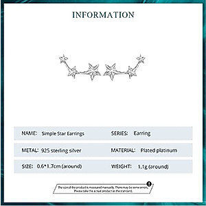 Simple Star Earrings 925 Sterling Silver Fashion Personality Shining Samsung Earrings Suitable for Young and Beautiful Women