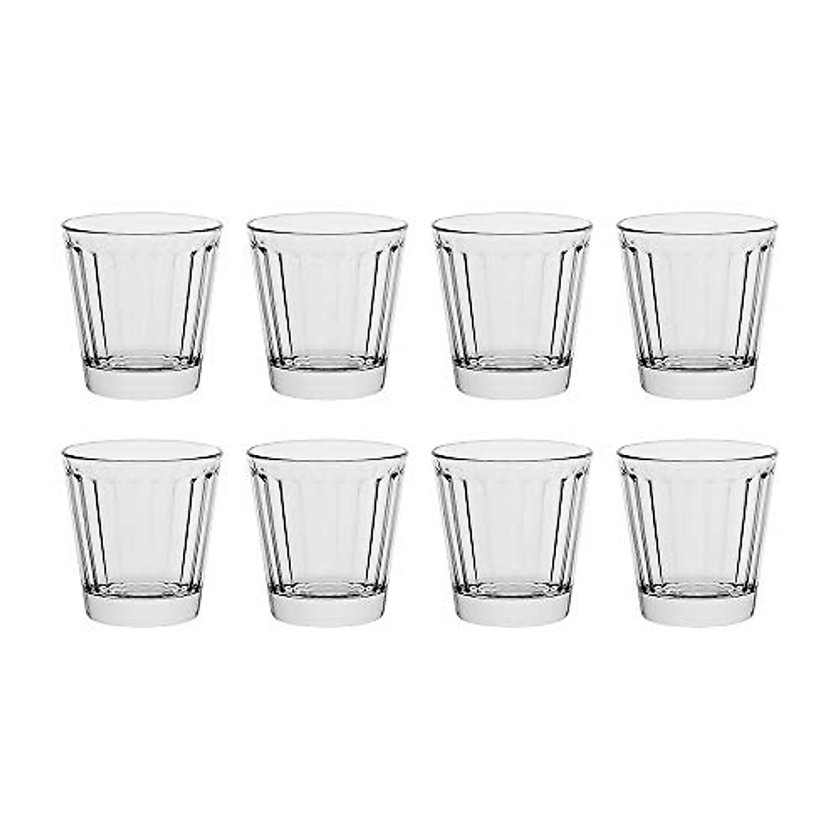 AmazonCommercial Whiskey Rocks Glasses, Fluted Lowball - Set of 8, Clear, 6.7 oz
