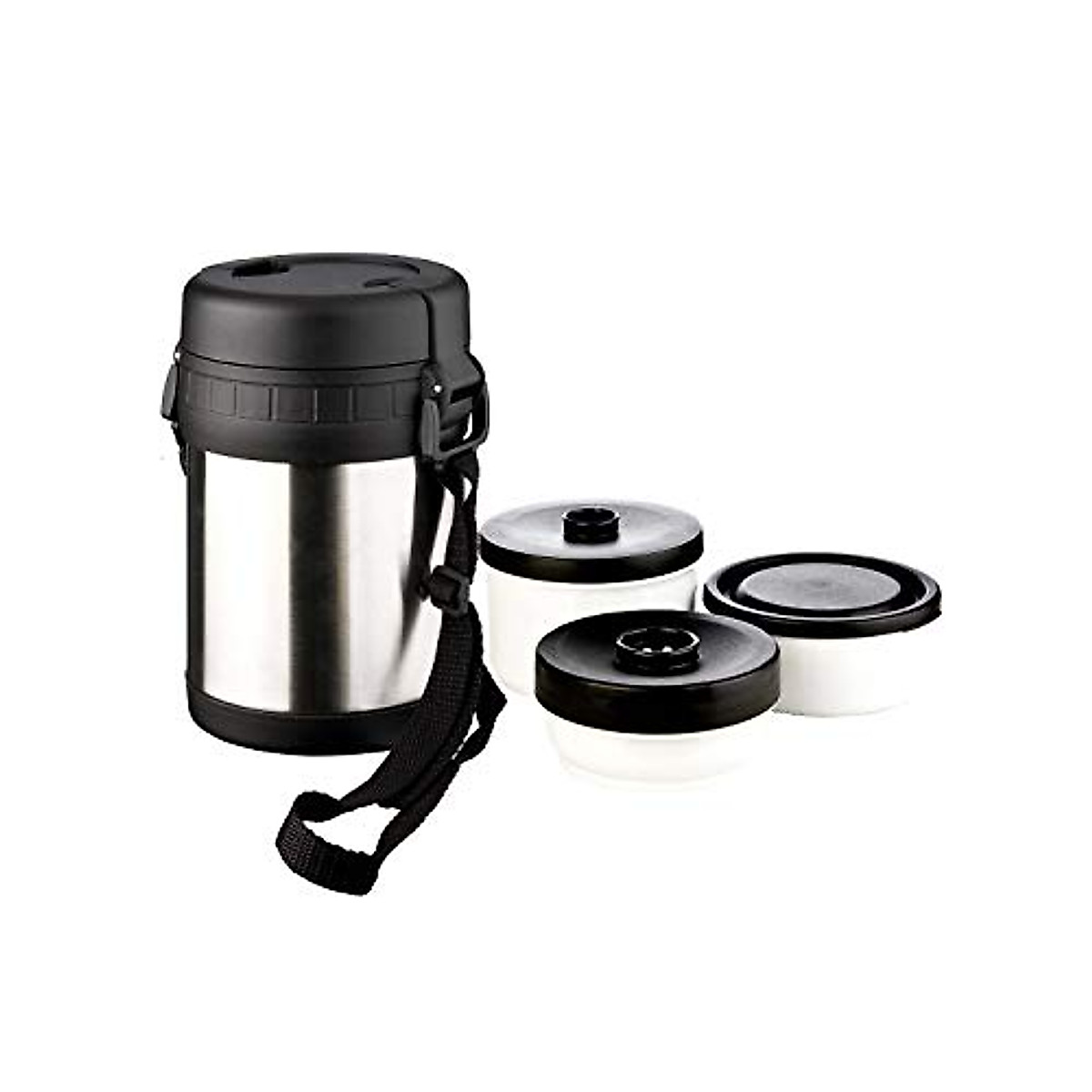 Vacuum Food Jar Mug | Insulated Lunch Containers 29 Oz Stainless Steel Thermoses Flask Lunch Jar Vacuum Bottle with Easy Open Lid & Carry Strap, 3 Durable Lunch Cooker Bowl Cup - NOT FOR LIQUID SOUP