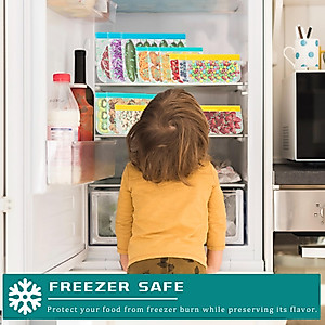 12 Pack Reusable Bags Silicone, Leak proof Reusable Freezer Bags for Food Storage, 4 Gallon 4 Sandwich 4 Snack Bags, BPA Free Dishwasher Safe Reusable Storage Bags for Lunch Marinate Food Travel