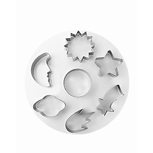 Planet Series Cookie Cutter Set of 7 pcs, Stainless Steel Universe Outer Space Fondant Cutters Set Pastry Biscuit Baking Clay DIY Molds for Kids