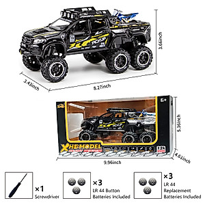 Toy Pickup Truck for Boys - Ford F150 Toy Trucks 1/24 Scale Die-Cast Model Cars with Sound and Light, Toy Cars for 3+ Year Old Boys Girls (Black)
