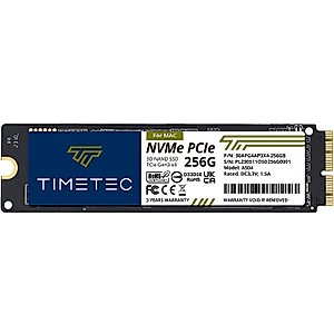 Timetec 256GB MAC SSD NVMe PCIe Gen3x4 3D NAND TLC Read Up to 1,950MB/s Compatible with Apple MacBook Air (2013-2015, 2017), MacBook Pro (2013-2015), iMac (2013-2019), Mac Pro (2013), Mac Mini (2014)