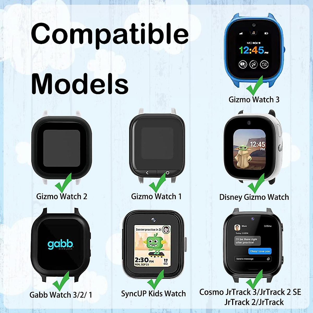 2 Pack Stretchy Nylon Band Compatible with Gizmo Watch 3 2 1/Gabb Watch 3 2 1/SyncUP/Cosmo JrTrack Band Soft Elastic Strap with Adjustable Buckle