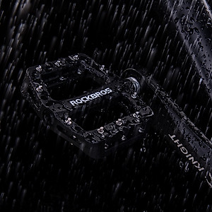 Rock BROS Lightweight Mountain Bike Pedals Nylon Fiber Bicycle Platform Pedals for BMX MTB 9/16" Black