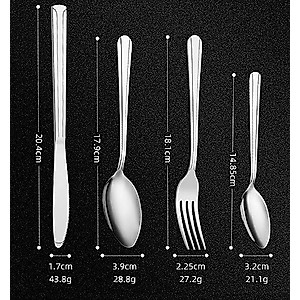 Silverware Set for 12,Stainless Steel Flatware Cutlery Unique Bordered Striped Tableware Utensil Set Knives Forks Spoons,Dinnerware Sets for Party Kitchen Wedding Gifts 48-piece