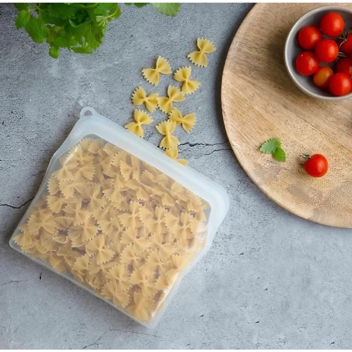 Silicone Reusable Storage Bag, Bundle 5-Pack Large (clear) | Food Meal Prep Storage Container | Lunch, Travel, Makeup, Gym Bag | Freezer, Oven, Microwave, Dishwasher Safe, Leakproof