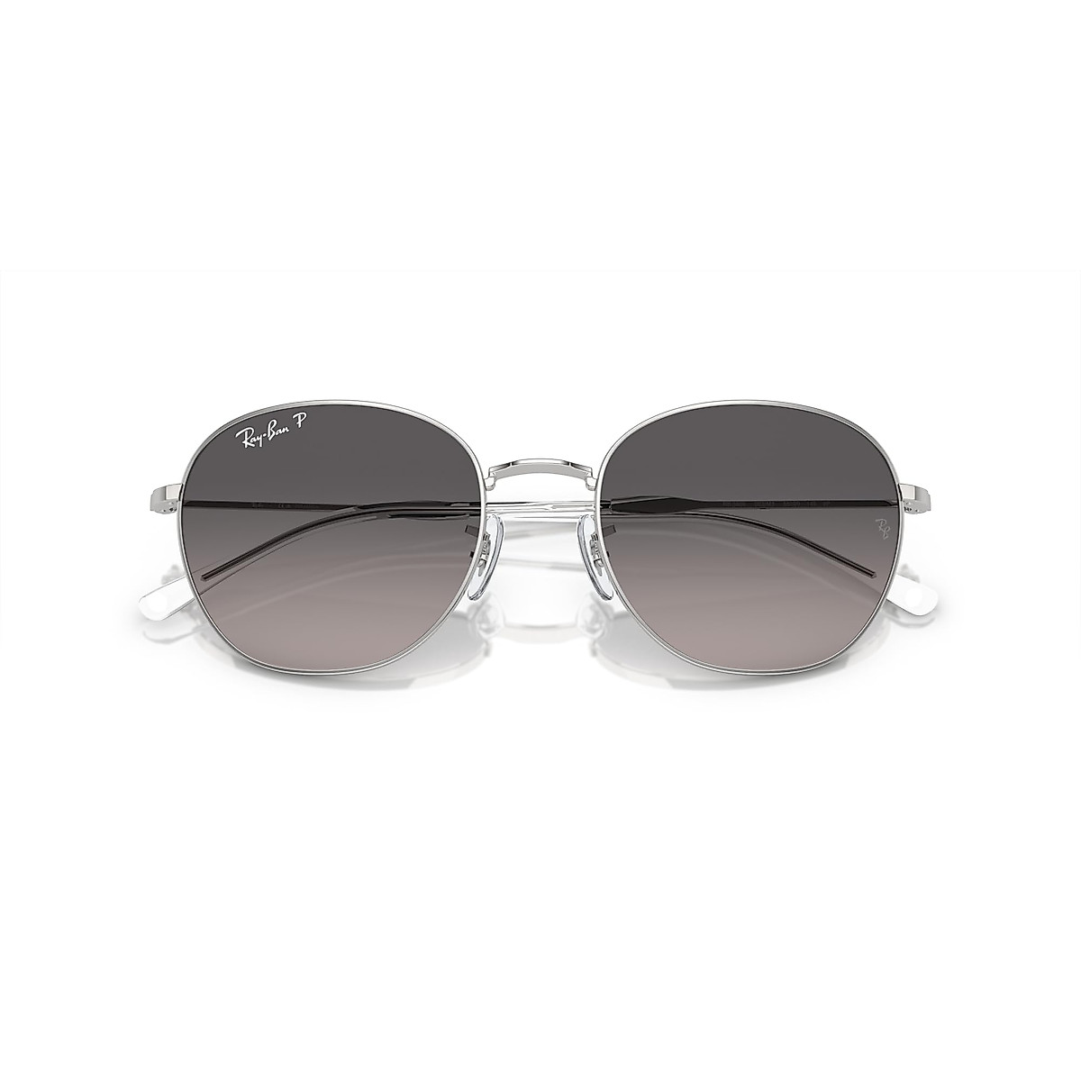 Ray-Ban RB3809 Round Sunglasses, Silver/Grey Gradient Polarized, 53 mm