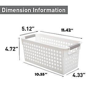 Citylife 6 PCS Plastic Storage Baskets for Shelves Small Storage Bins for Closet Shelf Pantry Organizing, Off-White