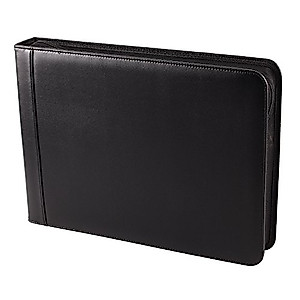 2Fold Zippered Business Check Binder 7 Ring for 3-Up Business Size Checks with Extra Business Card Case - PU Leather Deluxe 7 Ring Checkbook Binder Portfolio with 600 Check Capacity and Storage