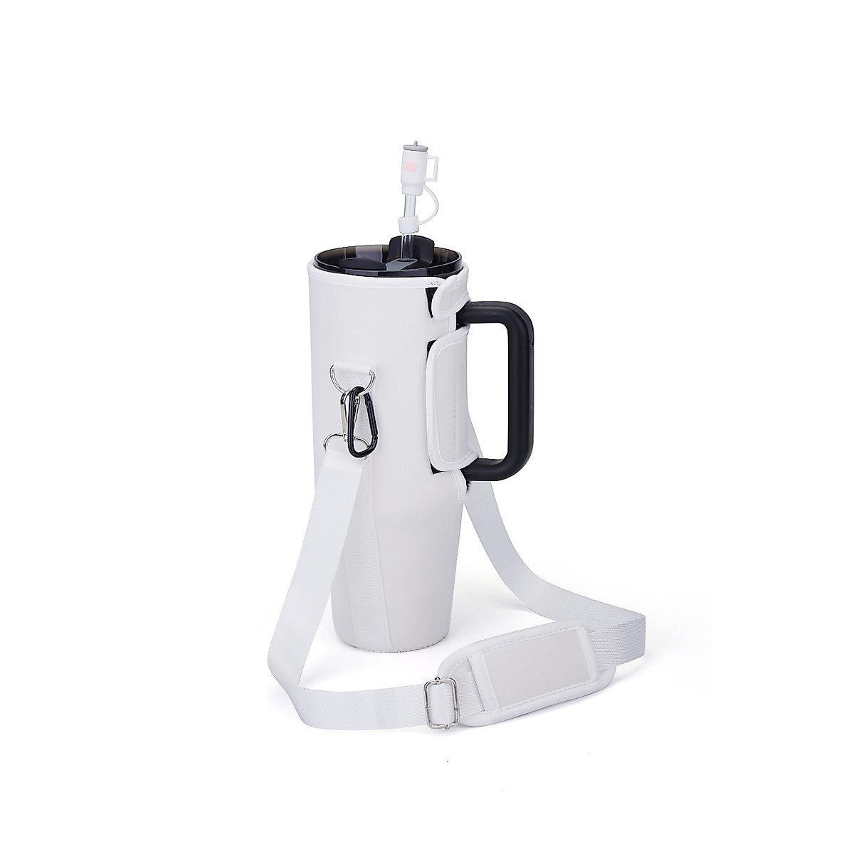 ZOYEPIN Water Bottle Carrier Bag with Strap, Durable Stanley Carrier for Stanley 40 oz Tumbler with Handle, Includes Extra One Blind Box Straw Cover, Stanley Cup Accessories for Hiking, Travelling