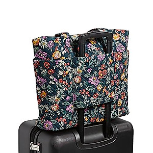 Vera Bradley Women's Cotton Deluxe Vera Tote Bag, Fresh-Cut Floral Green, One Size