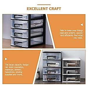Tofficu 5 Drawer Storage Tower Plastic Storage Multifunctional Storage Cabinet with Clear Drawers Storage Case Organizer for Craft Stationary(Black)