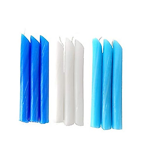 Candlestock Colors of The Sky Drip Candle Pack - Set of 9 Blue and White Dripping Wine Bottle Candles