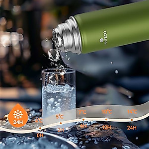 Classic Vacuum Insulated Wide Mouth Flask Bottle, BPA-Free 18/8 Stainless Steel Insulated Beverage Bottle for Cold & Hot Thermos, Keeps Liquid Hot 12hrs or Cold for Up to 24 Hours