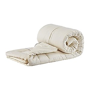 Sleep & Beyond 54 by 76-Inch Washable Wool Mattress Topper, Full, Natural