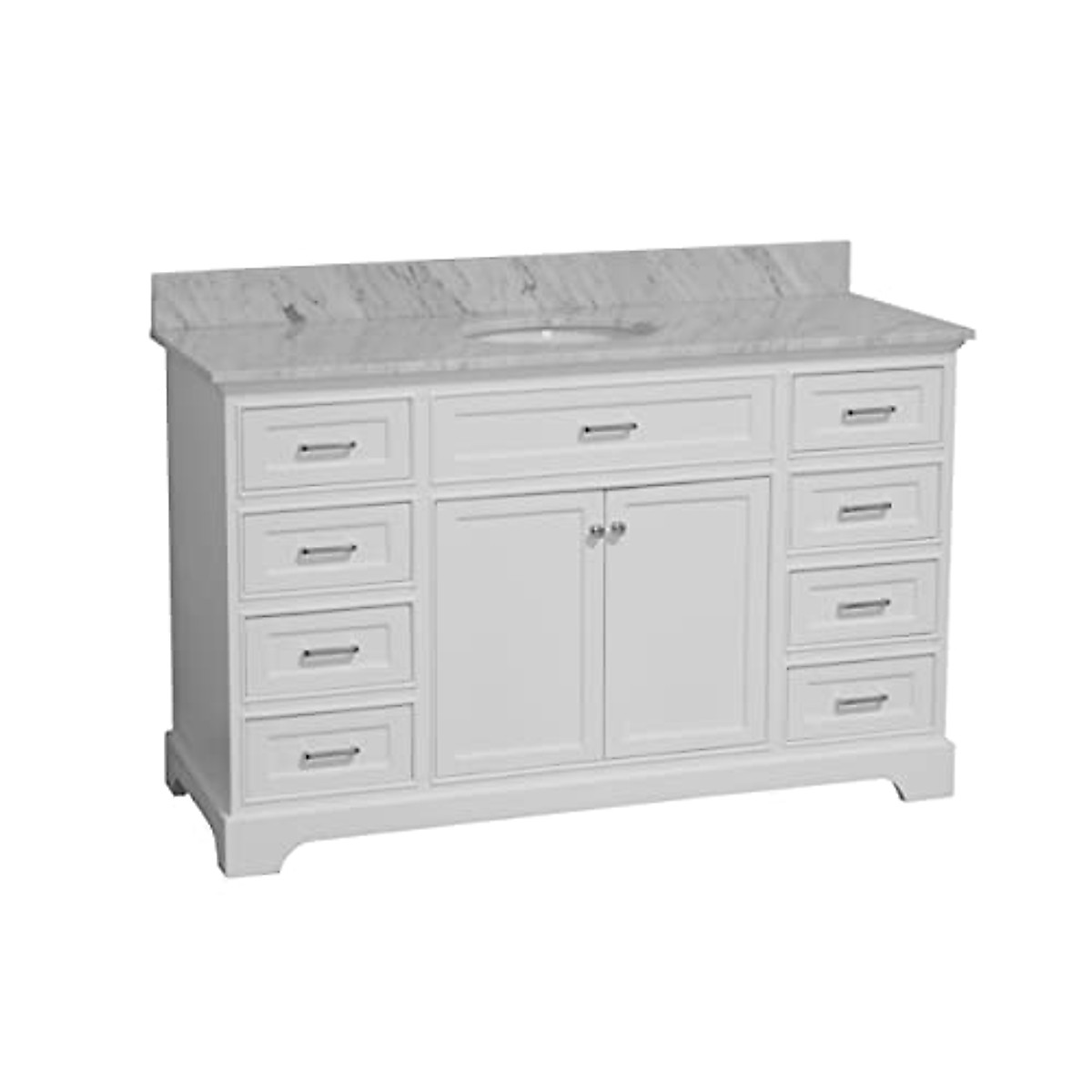 Kitchen Bath Collection Aria 60-inch Single Bathroom Vanity (White/Carrara): Includes White Cabinet with Authentic Italian Carrara Marble Countertop and White Ceramic Sink