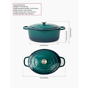 Larder & Vine Enameled Cast Iron Dutch Oven with Lid - Oversized Handles, Dome Lid, Dutch Oven for Sourdough Bread Making, 8QT/7.5L - (Bondi)