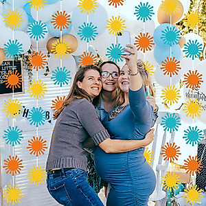 Duraaamo 8 Packs Here Comes The Son Banner Decorations Boho Party Paper Garland Here Comes The Son Baby Shower Hanging Cutouts Retro Sun Party Decor for Sun Birthday Baby Shower Party Supplies Decor