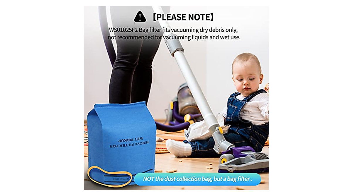 Wet Dry Vac Filter Bag WS01025F2 - For Stinger 2.5-5 Gallon Wet Dry ...