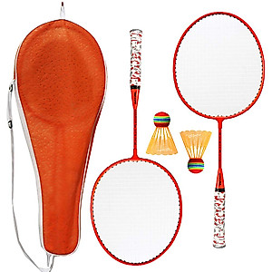 Lixada 1 Pair Badminton Rackets with Balls 2 Player Badminton Set for Indoor Outdoor Sport Game