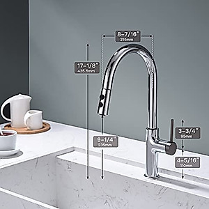 LQS Kitchen Faucet with Pull Down Sprayer, Sink Faucet, Single Handle Kitchen Faucet, High Arc Kitchen Sink Faucets, Faucet for Kitchen Sink, Chrome