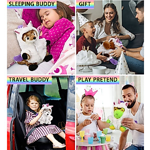 DolliBu Unicorn Dress Up Set for Teddy Bear Plush Toy – White Unicorn Plush Costume for Stuffed Animals, Cute Stuffed Plush Unicorn Jacket Teddy Bear Costume, Stuffed Animal Clothes – Small