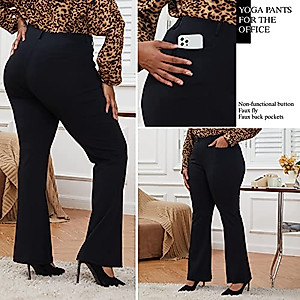 Wrinkle-Free Stretch Dress Pants Plus Size for Women Pull-on Pant Ease into Comfort Office Pant 2XL