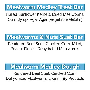 Blue Seal Mealworm Medley Suet Cakes for Wild Birds - No Mess Suet Feed, Food for Woodpeckers, Cardinals, Siskins, Sparrows & More - Suet Feeder, Bird Seed Cakes (Variety Pack of 6)
