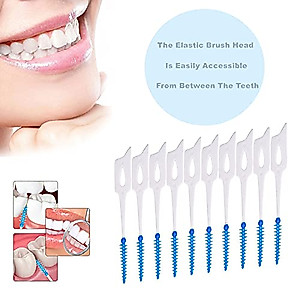 120 Pcs Disposable Interdental Brush Toothpick Dental Tooth Cleaning Tool for Oral Deep Clean Health Care (White-Blue)
