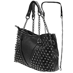 GALPADA Studded Handbag Studded Bag Black Crossbody Bag Rivet Shoulder Bag Leather Tote Bag Crossbody Handbags Rivet Shoulder Bag