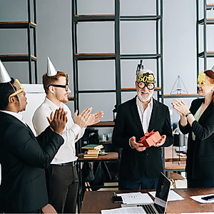 Threan 36 Pcs 40th 50th 60th Birthday Party Paper Eyeglasses Decoration, Birthday Eyeglasses Photo Props Decor for Men Women(50th)