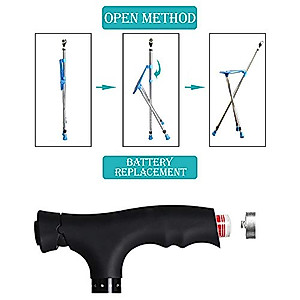 TEmkin Walking Stick with Seat Cane Chair Old Man Cane Stool Crutch with Stool Walking Stick Collapsible Telescopic,NotAdjustableLampHead