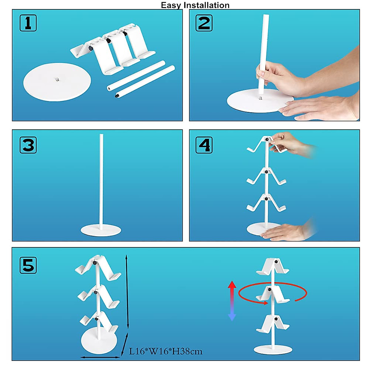 KELJUN Controller Holder White, Headset Holder,Great 3 Tier Controller Headphone Organizer for All Headsets Xbox ONE 360 Switch PS4 PS5 (Elegant White)