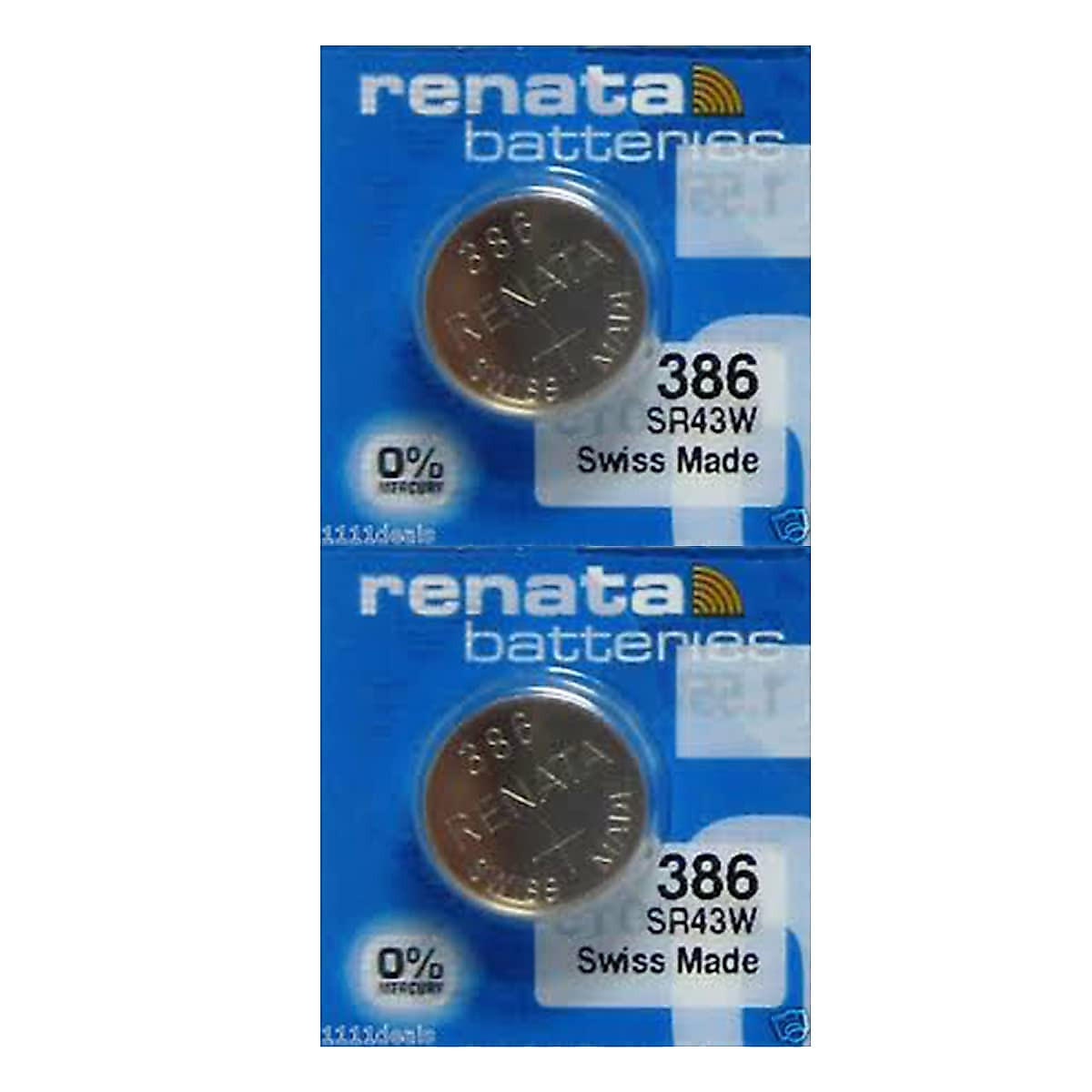 Renata 386 SR43W Batteries - 1.55V Silver Oxide 386 Watch Battery (2 Count)