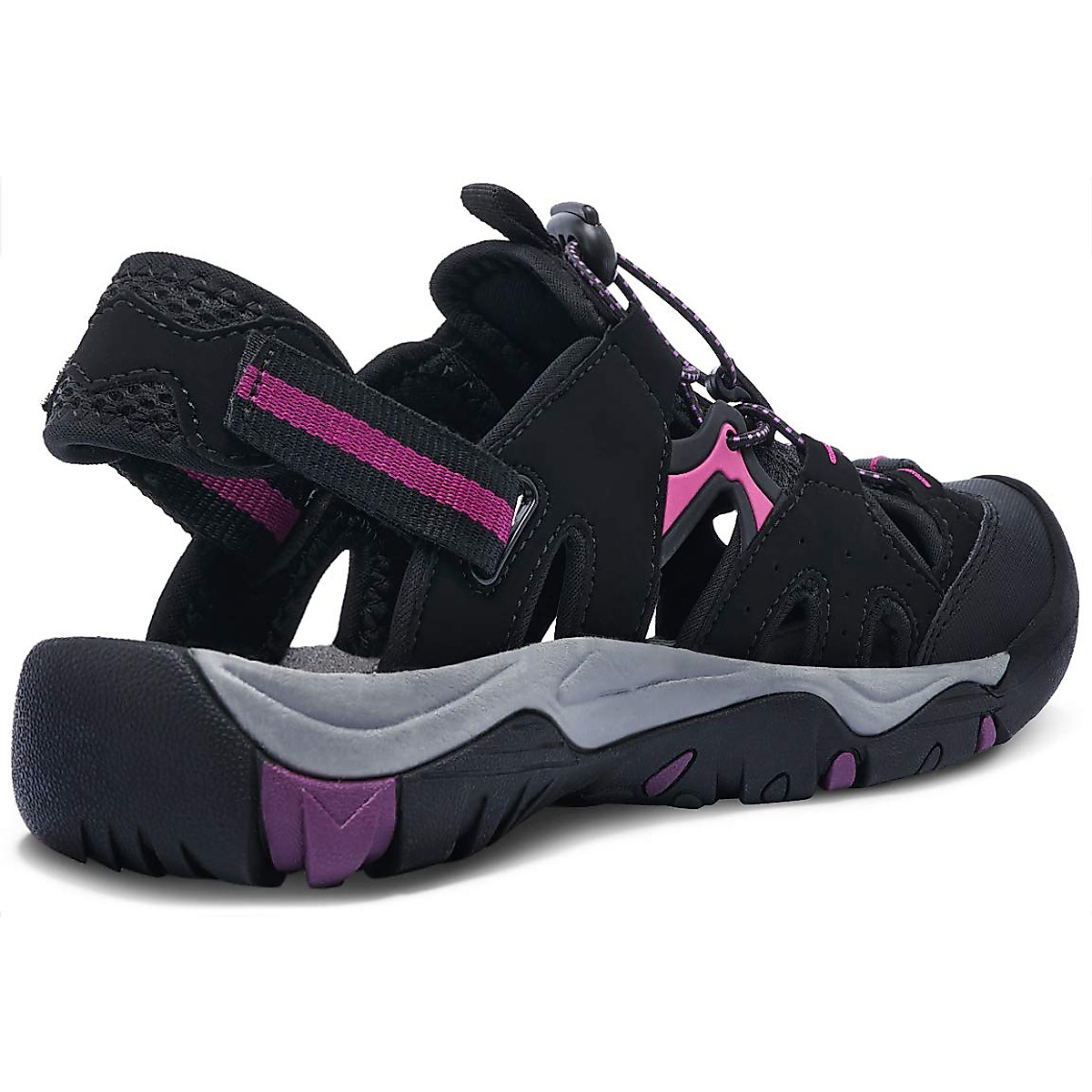 atika Women Athletic Outdoor Sandal, Closed Toe Lightweight Walking Water Shoes, Summer Sport Hiking Sandals, Phoenix Balck & Violet, 6